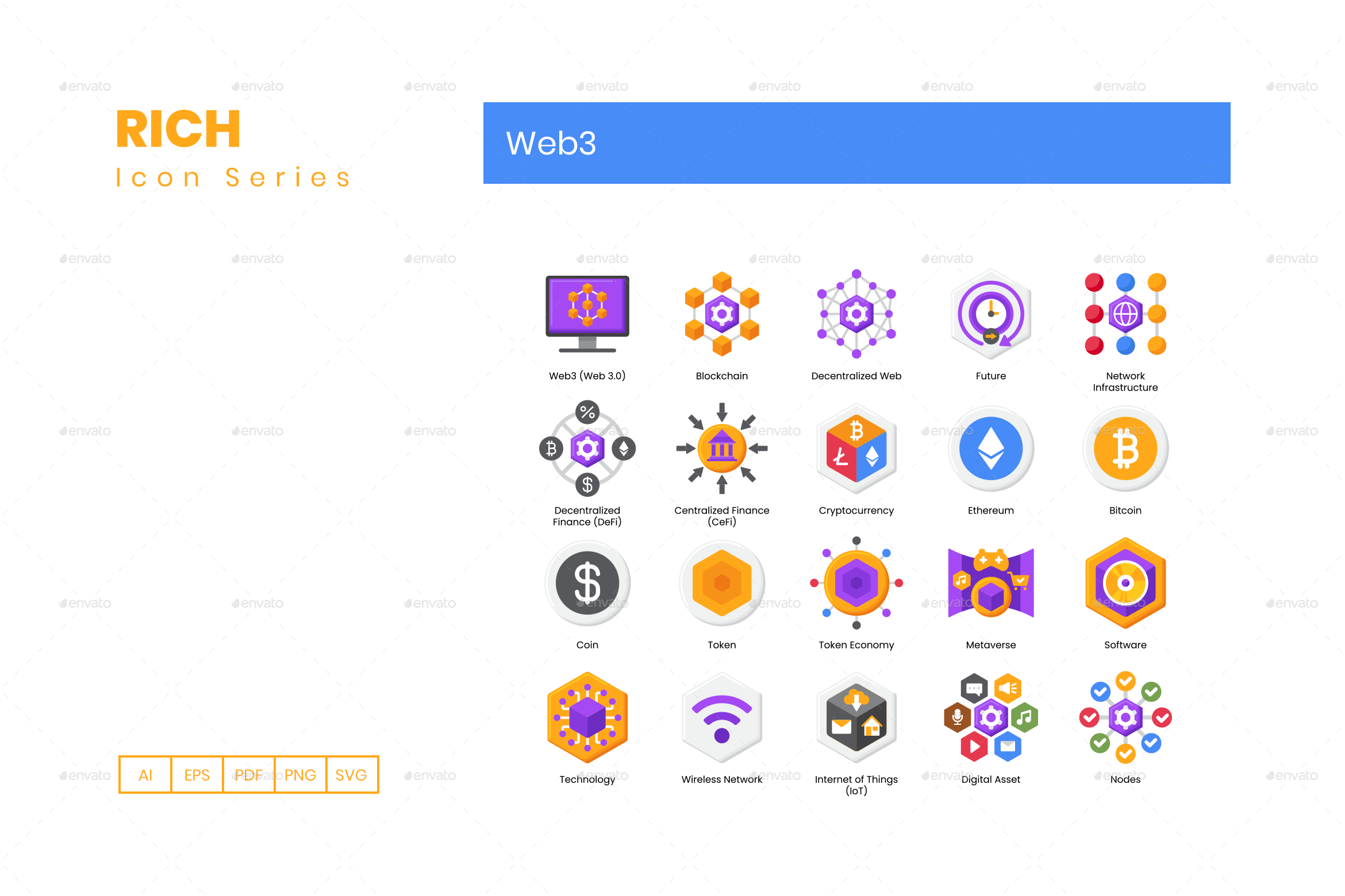 65 Web3 Icons | Rich Series, Icons | GraphicRiver